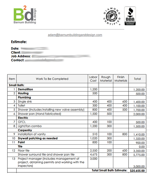 Quote Bathroom Remodel Estimate Template Quote Bathroom Remodel Estimate Template